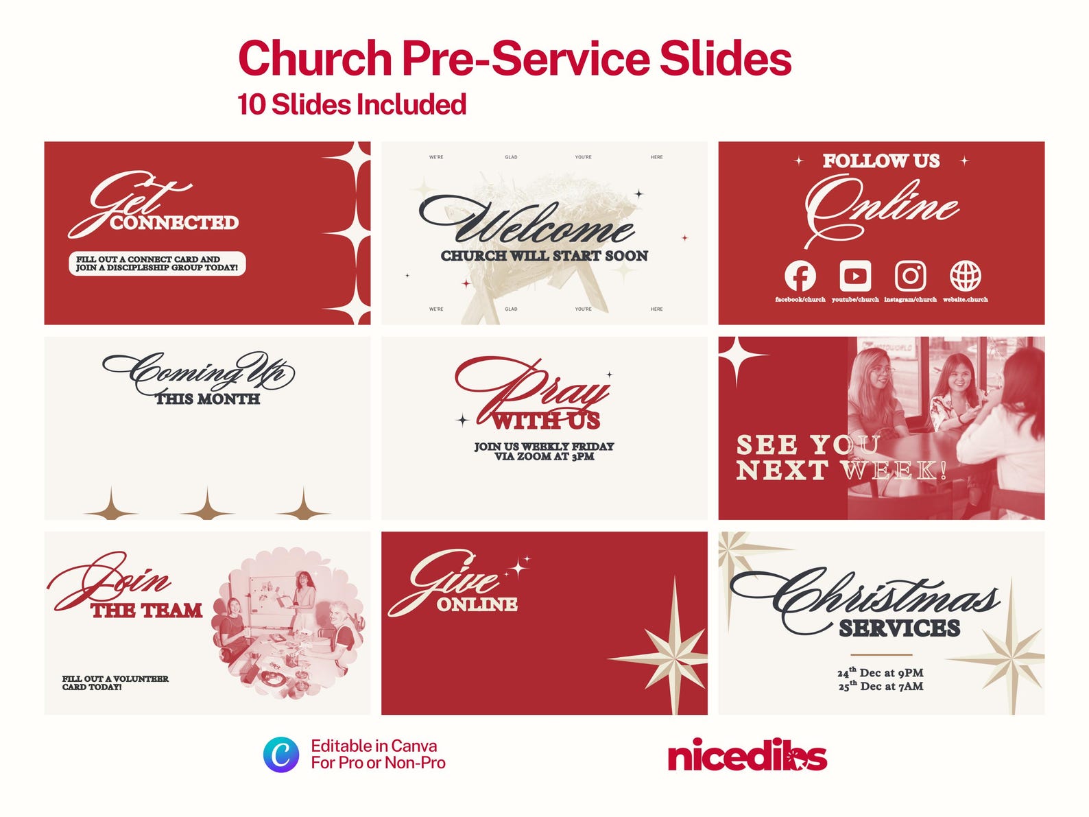 Christmas Church Presentation Slides: Canva Template (instant Download ...