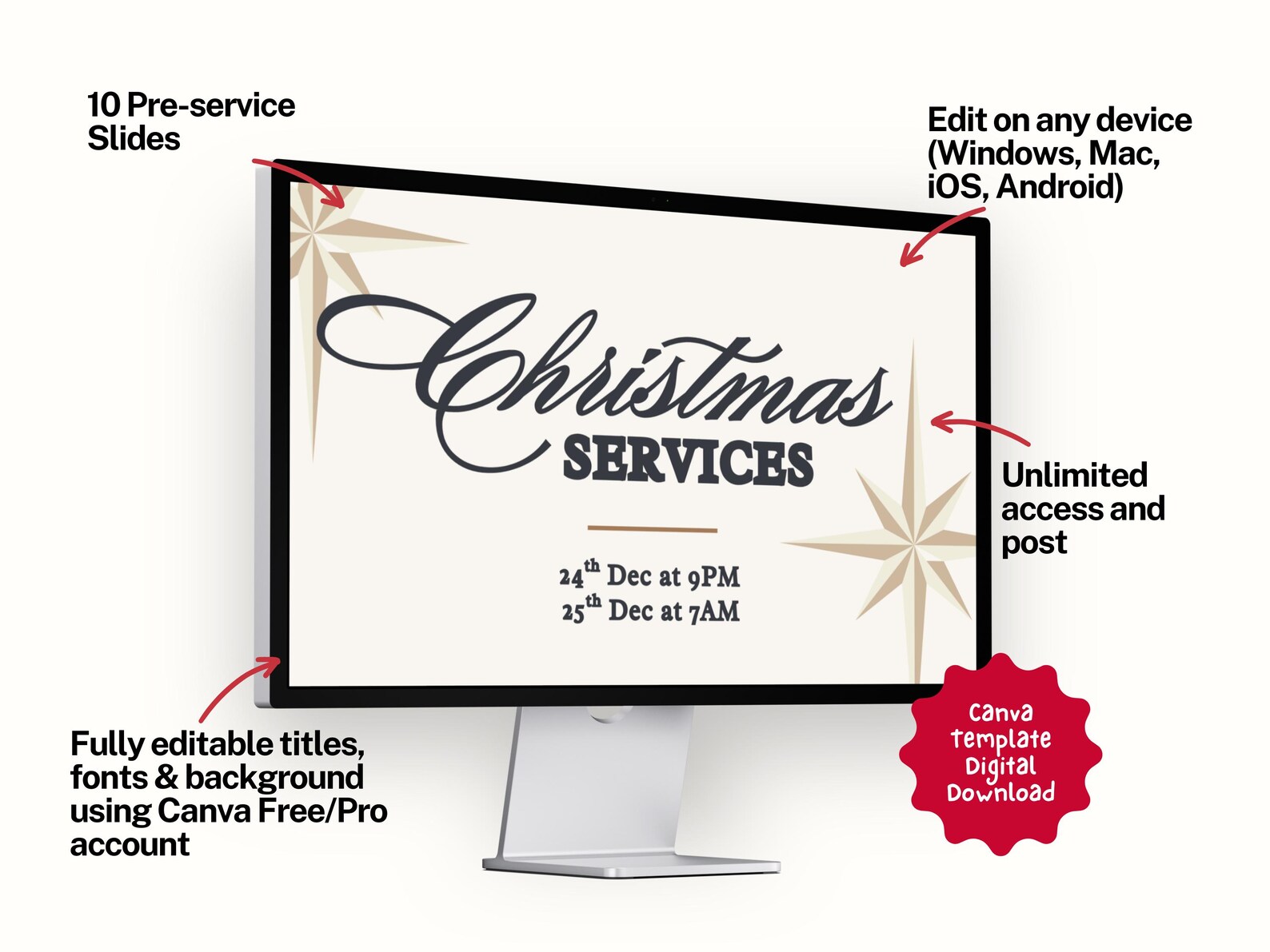 Christmas Church Presentation Slides: Canva Template (instant Download ...
