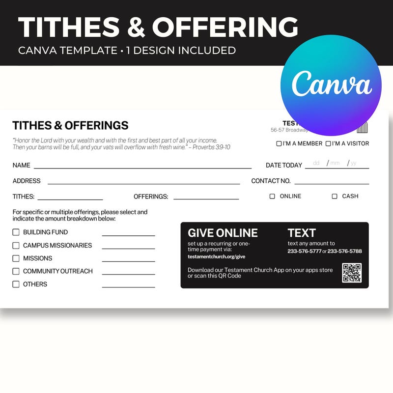 Tithes and Offering Form - Etsy