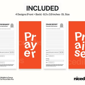 Church Prayer Request & Praise Report Card Template (canva Editable ...