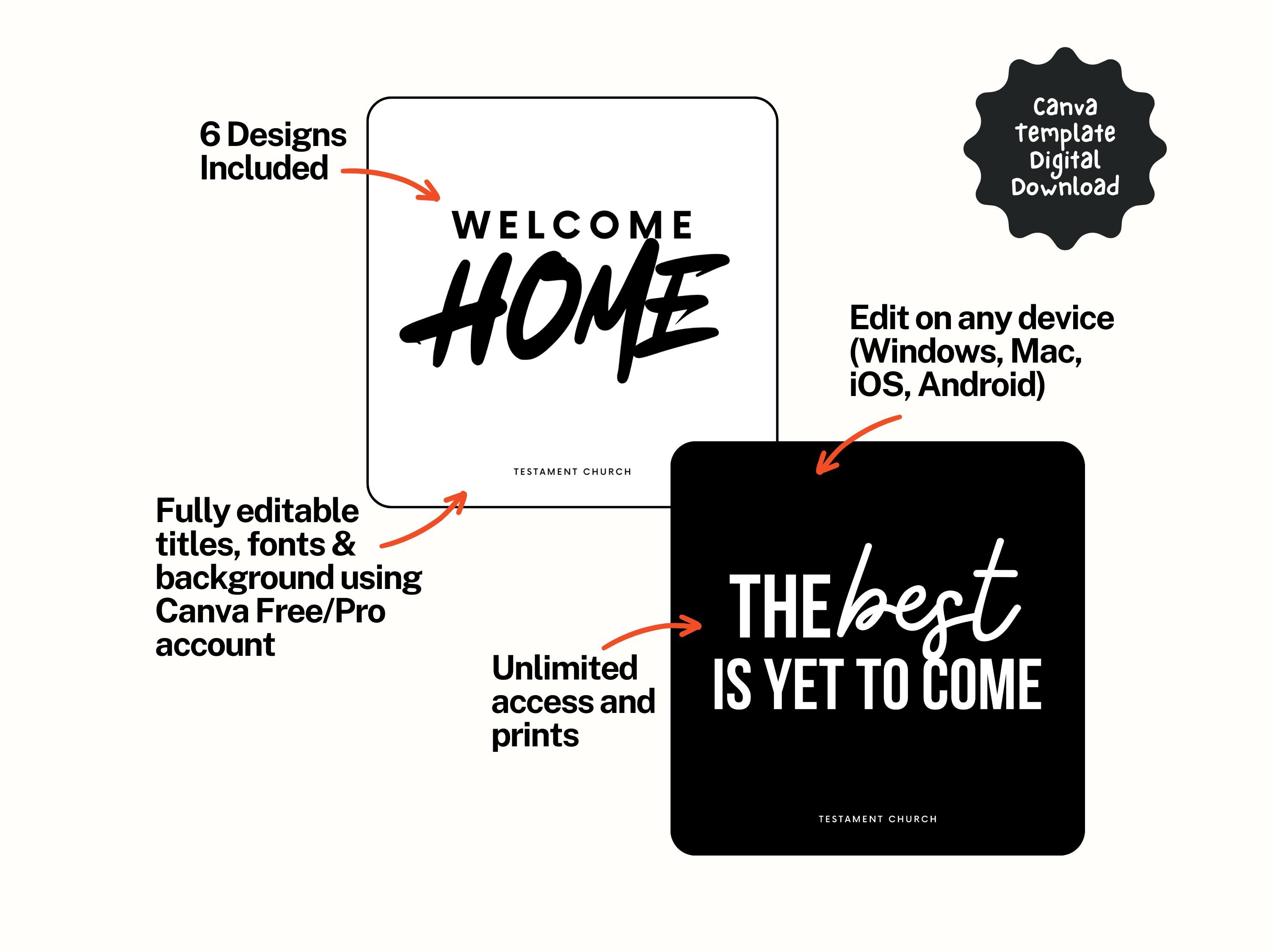 Editable Church Welcome Signs for Ushers, Handheld 20x20 Placard Bundle ...