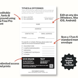Church Tithes Offering Giving Card: Editable Canva Template (portrait ...