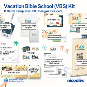 VBS Kids Church Kit Canva Template: Kids Ministry 11 Editable Designs ...