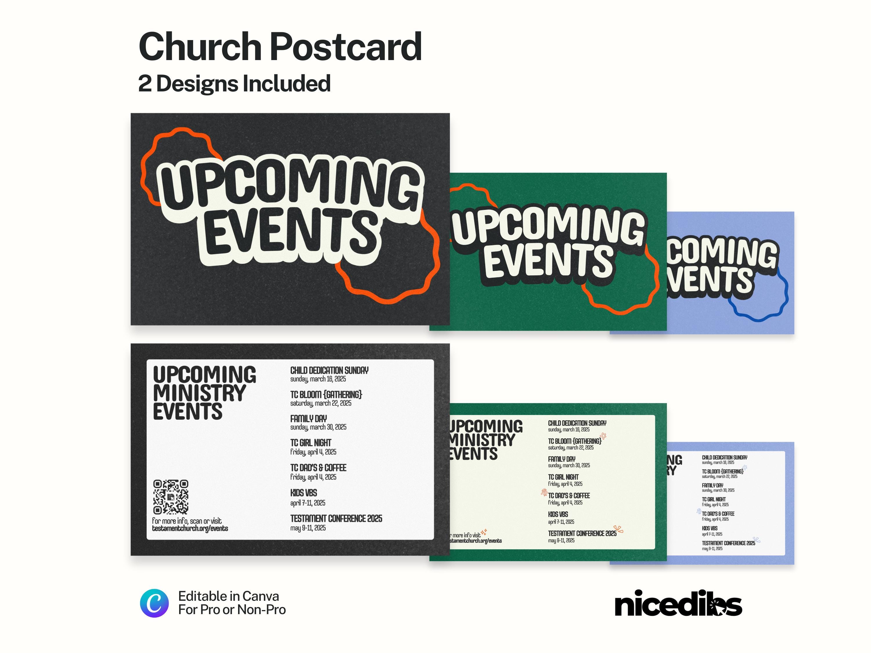 Church Events Postcard Template: Modern Invitation (canva Editable ...
