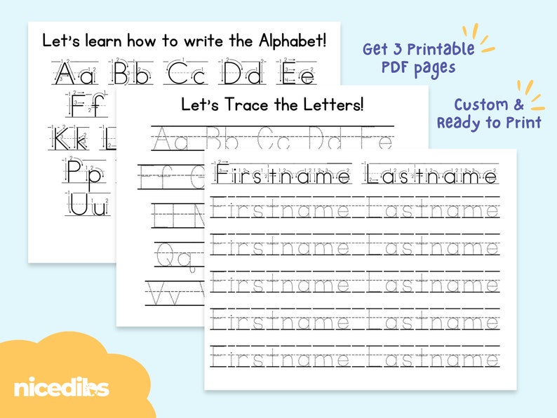 Personalized Name Tracing Worksheet Printable Learning Activity for ...