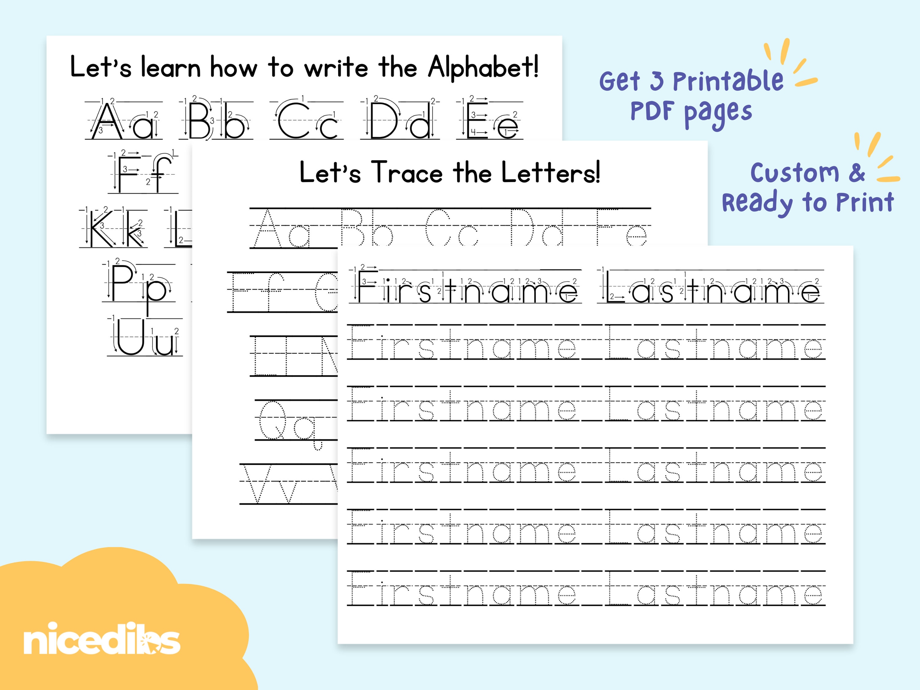 Personalized Name Tracing Worksheet Printable Learning Activity for ...