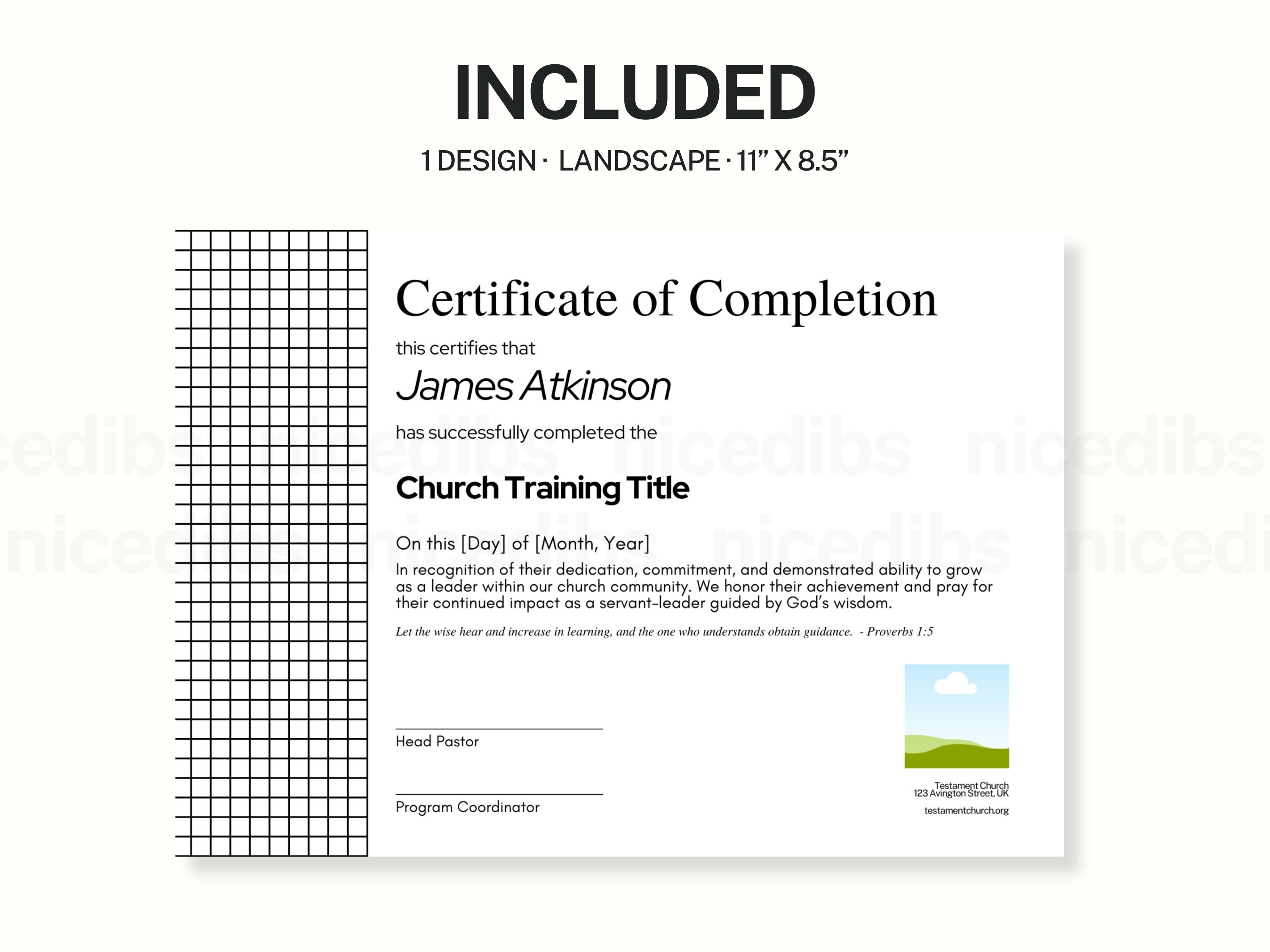 Editable Completion Certificate Template | Church Training Program ...
