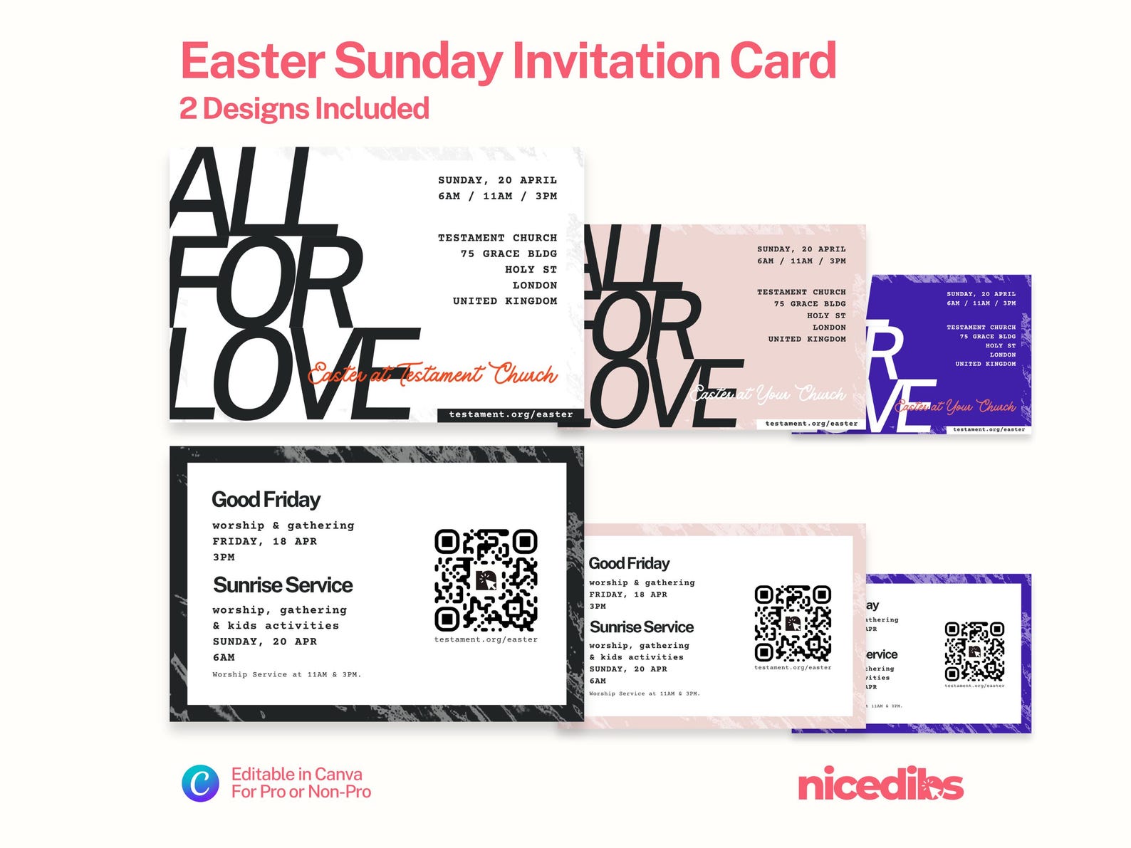 Easter Sunday Invitation Card | Church Canva Template | Church ...