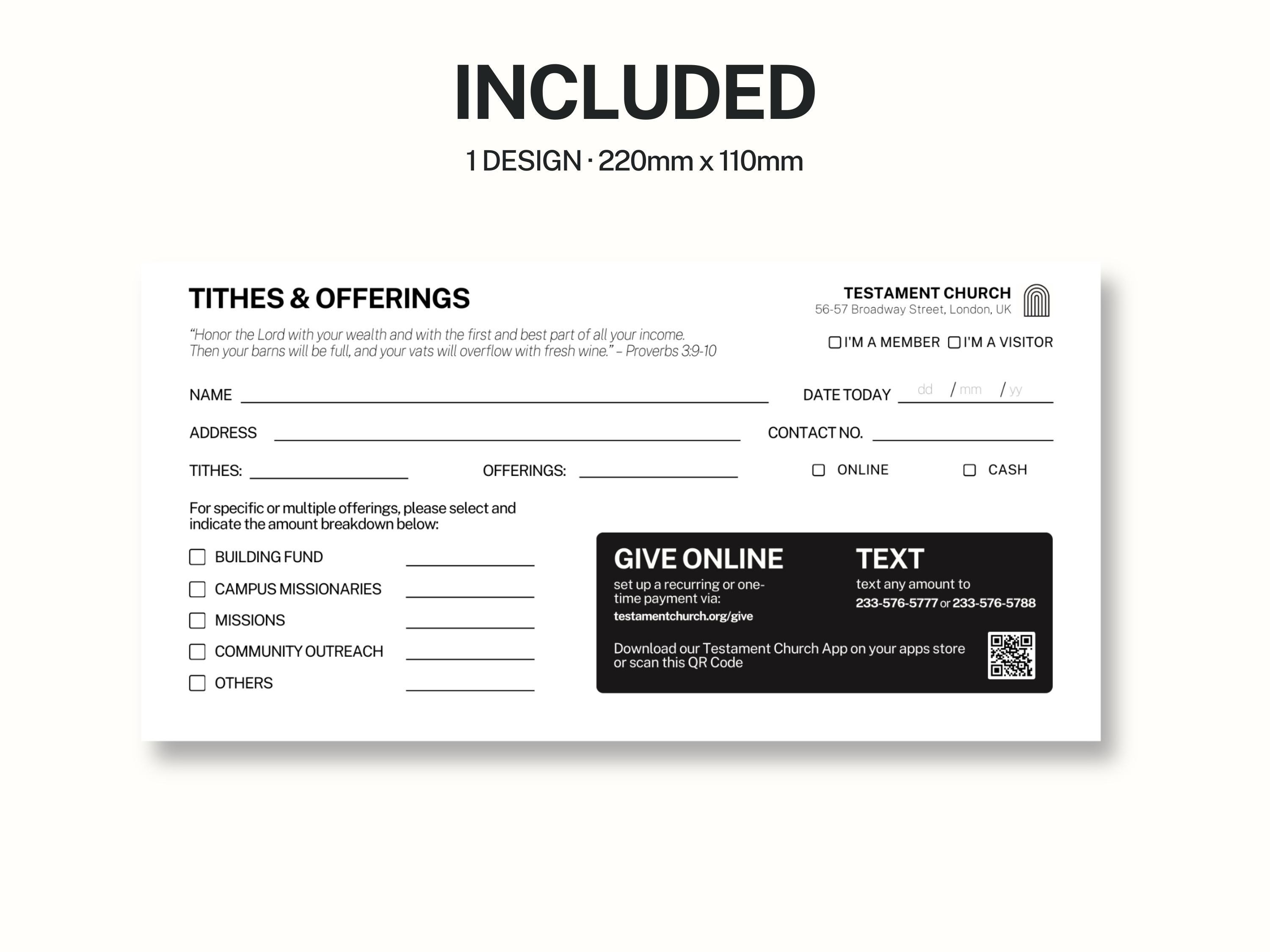 Church Tithes Offering Card: Editable Canva Template (instant Download ...