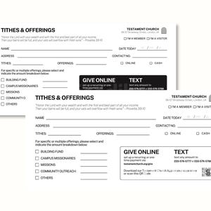 Church Tithes Offering Card: Editable Canva Template (instant Download ...