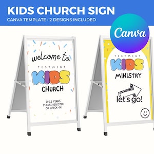 Kid Church A-frame Sign VBS Template | Canva Template | Church ...