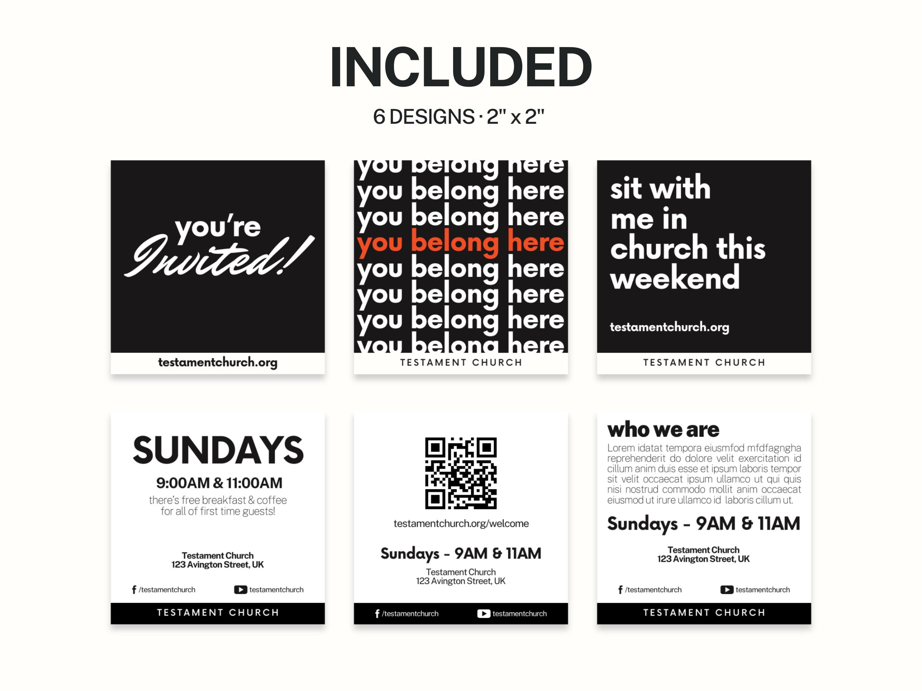 Invitation Card Canva Template | Set of 6 Square Church Evangelism ...