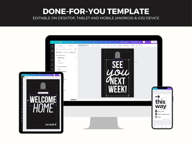 Church Welcome Sign Template Bundle: A-frame & Parking Signs (canva ...