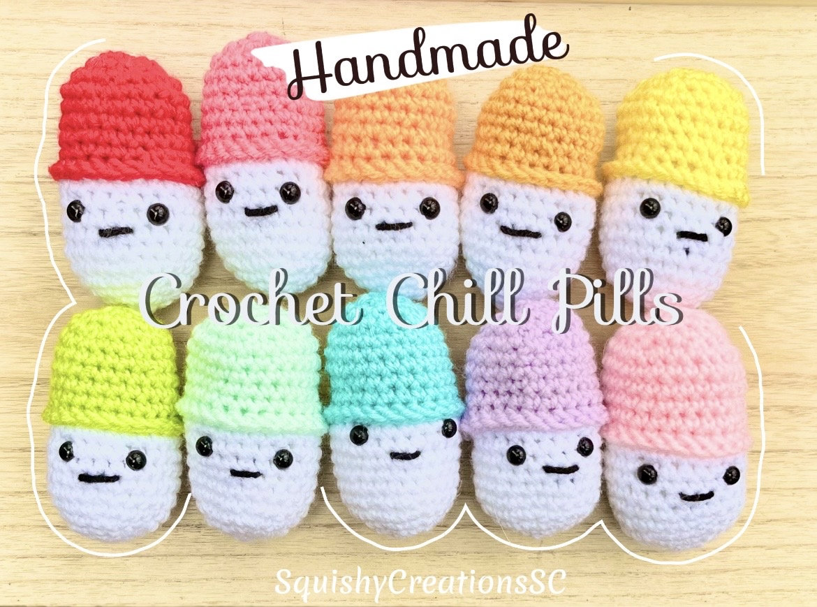Handmade Crochet Chill Pill Plushie Happy Pill Amigurumi - Etsy