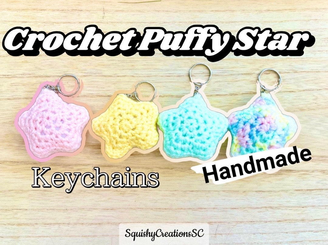 Handmade Crochet Puffy Star Keychain | Kawaii Puffy Star Amigurumi ...