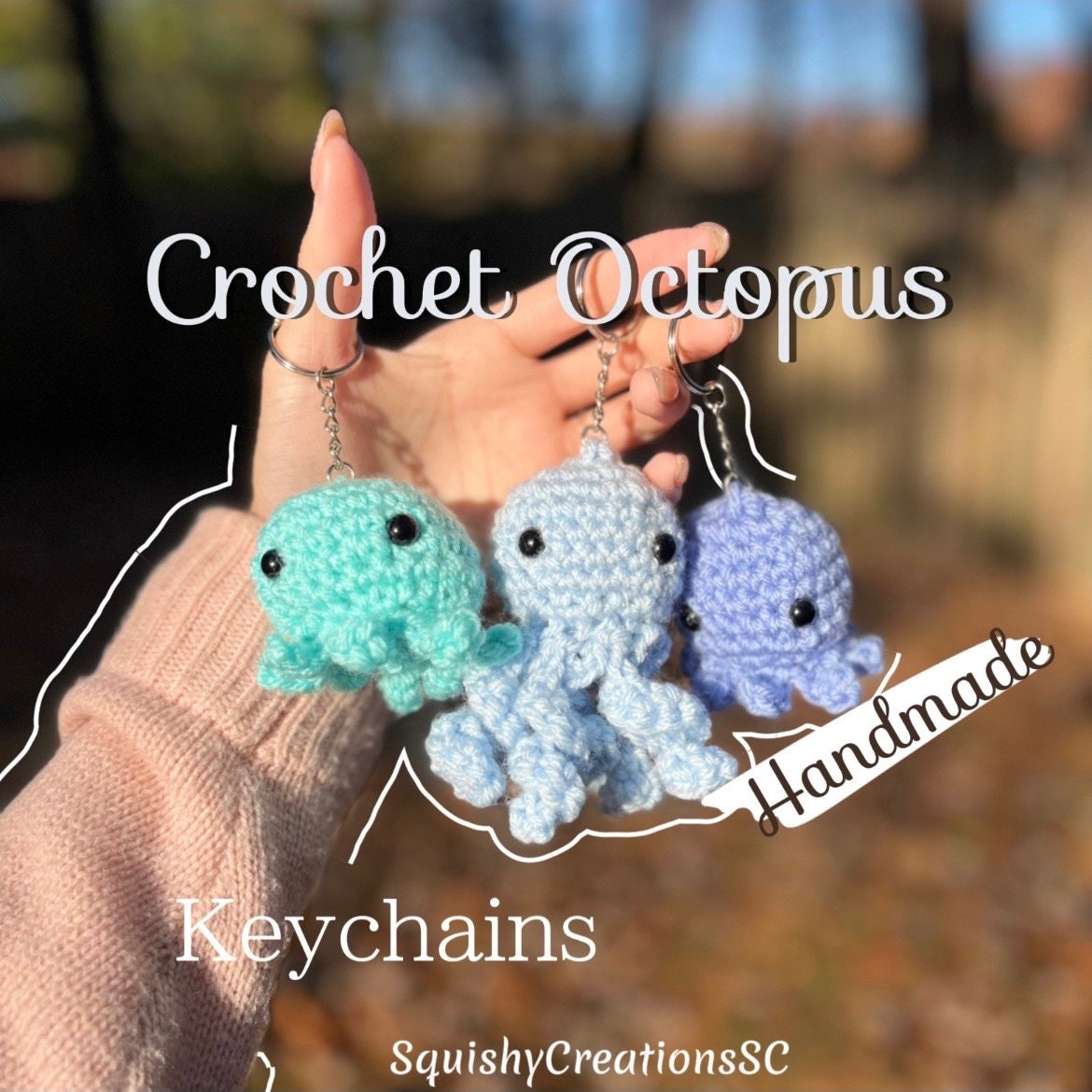 Handmade Crochet Octopus Keychain Kawaii Amigurumi Crochet Plushie ...