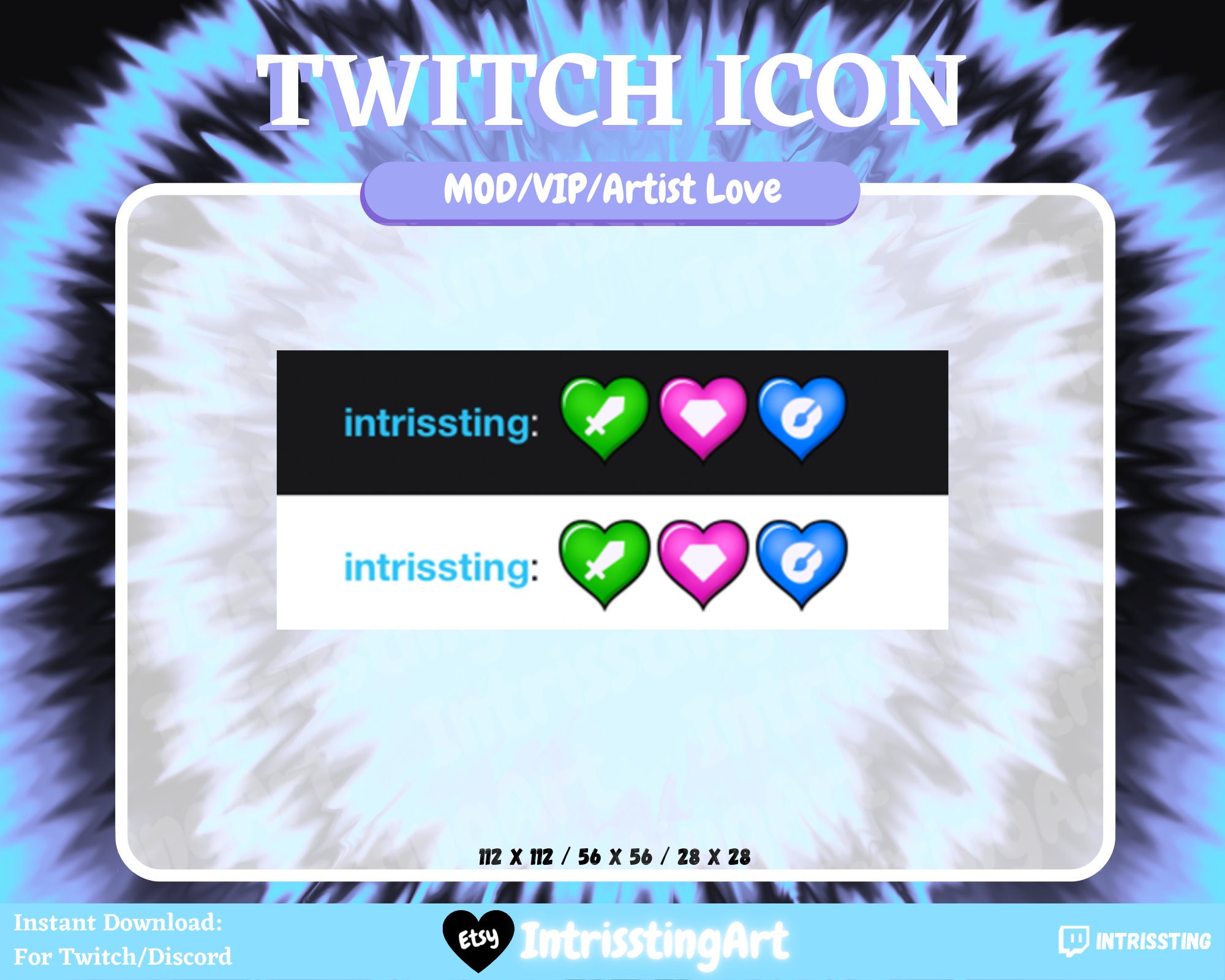 Twitch MOD/VIP/ARTIST Love, Icon/emotes // for Twitch, Kick, Discord ...
