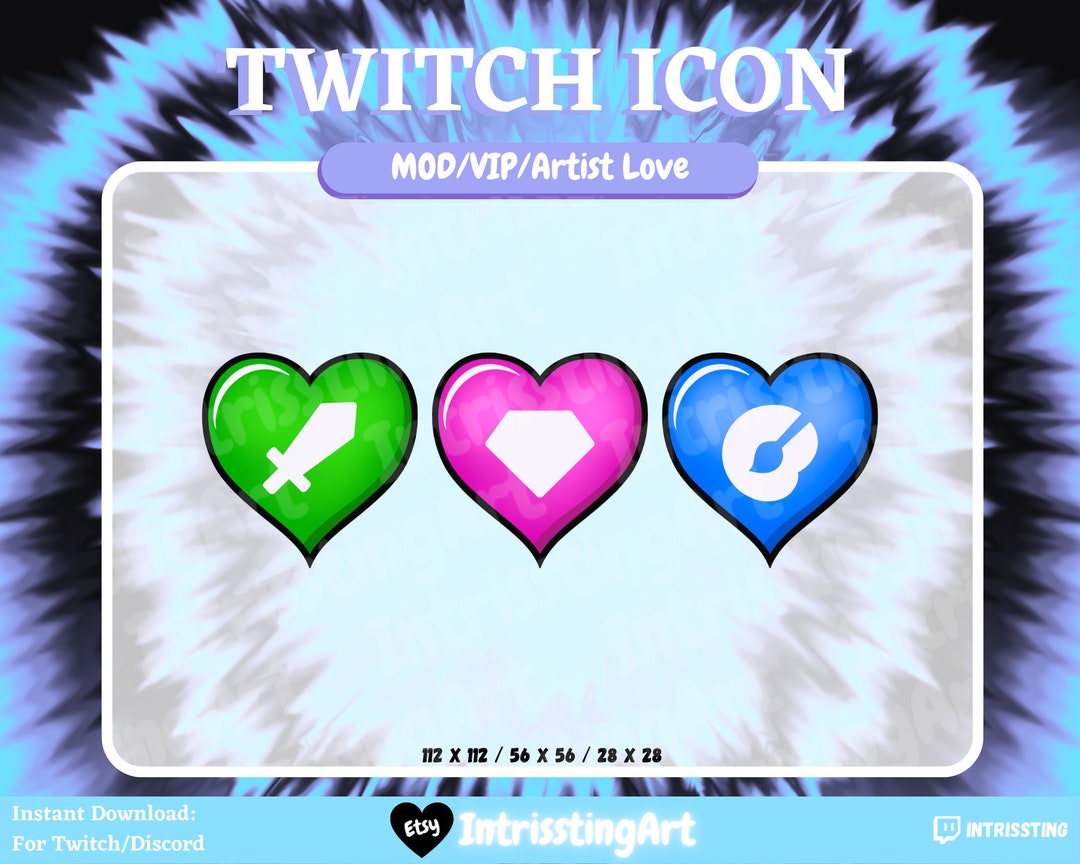 Twitch MOD/VIP/ARTIST Love, Icon/emotes // for Twitch, Kick, Discord ...