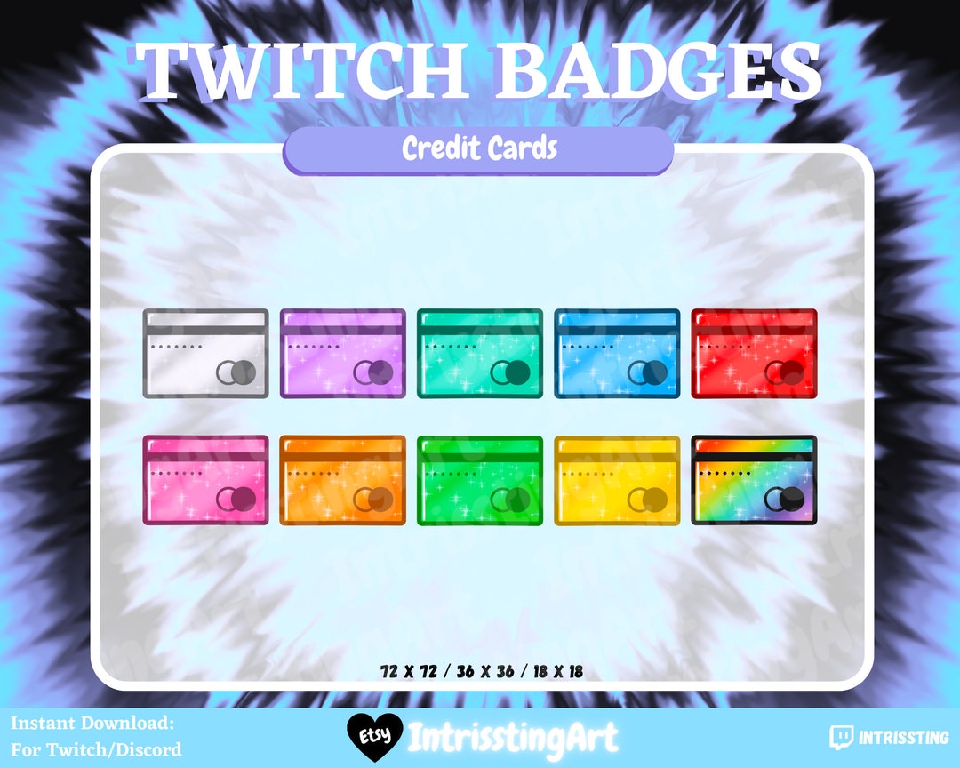 Cute Credit Card Badges Bit/sub Badges // for Twitch - Etsy