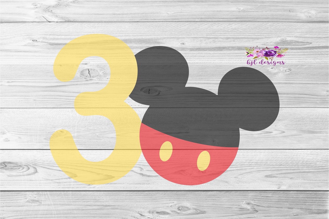 Mickey, 3, Birthday, SVG, PNG, JPG, Cricut, Silhouette, Digital ...