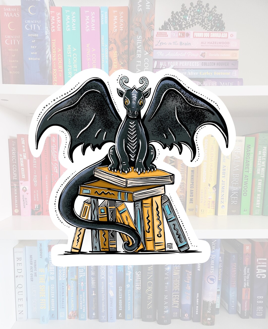 Black Book Dragon Sticker - Bookish Reader, Water Resistant - Etsy