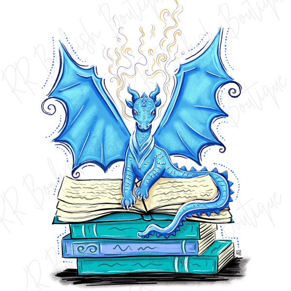 Book Dragon Art Print - Etsy