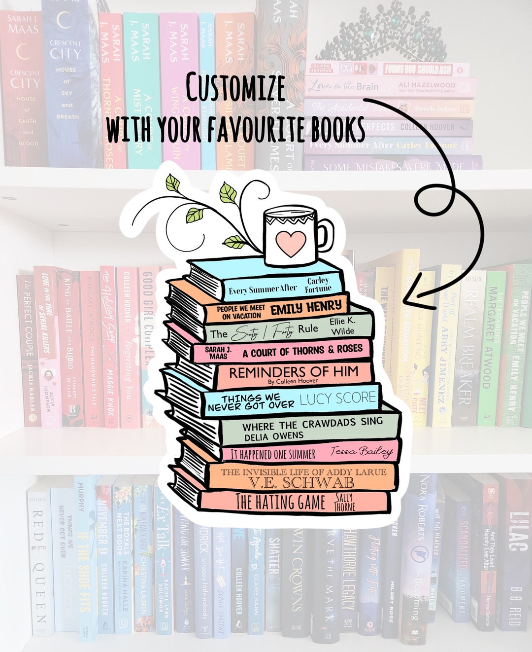 Book Pile - Customizable Sticker / Bookish / Books / Bookish Gifts ...