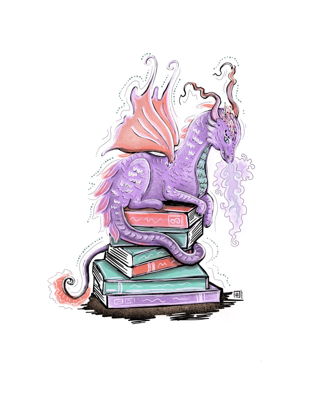 Book Dragon Art Print - Etsy