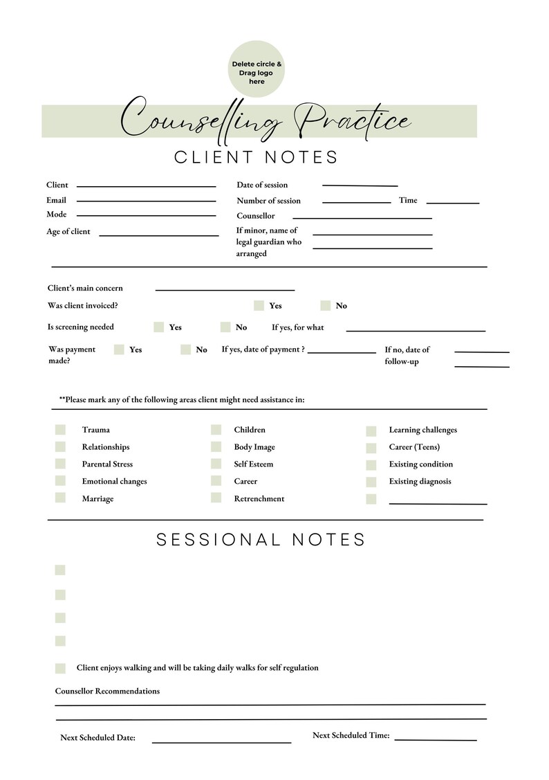 Digital Template - Client Intake Form, Client Notes & Email Signature ...