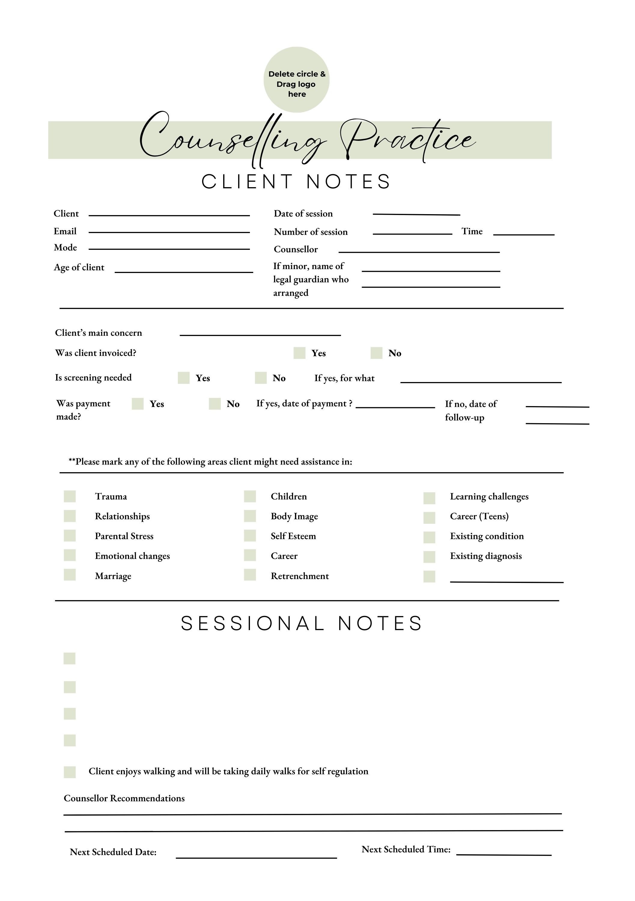 Digital Template - Client Intake Form, Client Notes & Email Signature ...