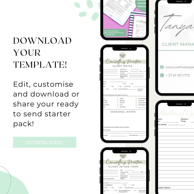 Digital Template - Client Intake Form, Client Notes & Email Signature ...