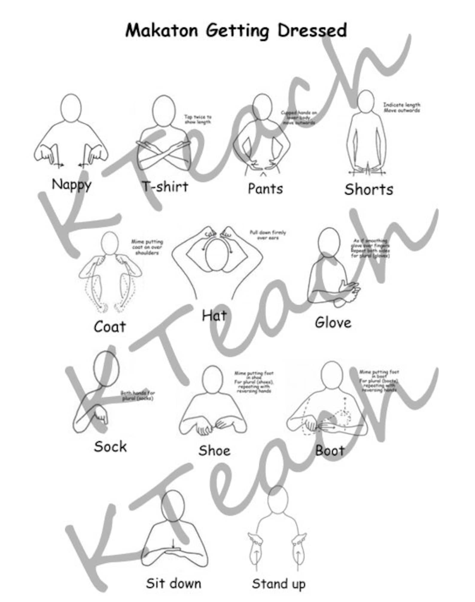 Makaton Signs Getting Dressed Poster Autism Non-verbal Communication ...