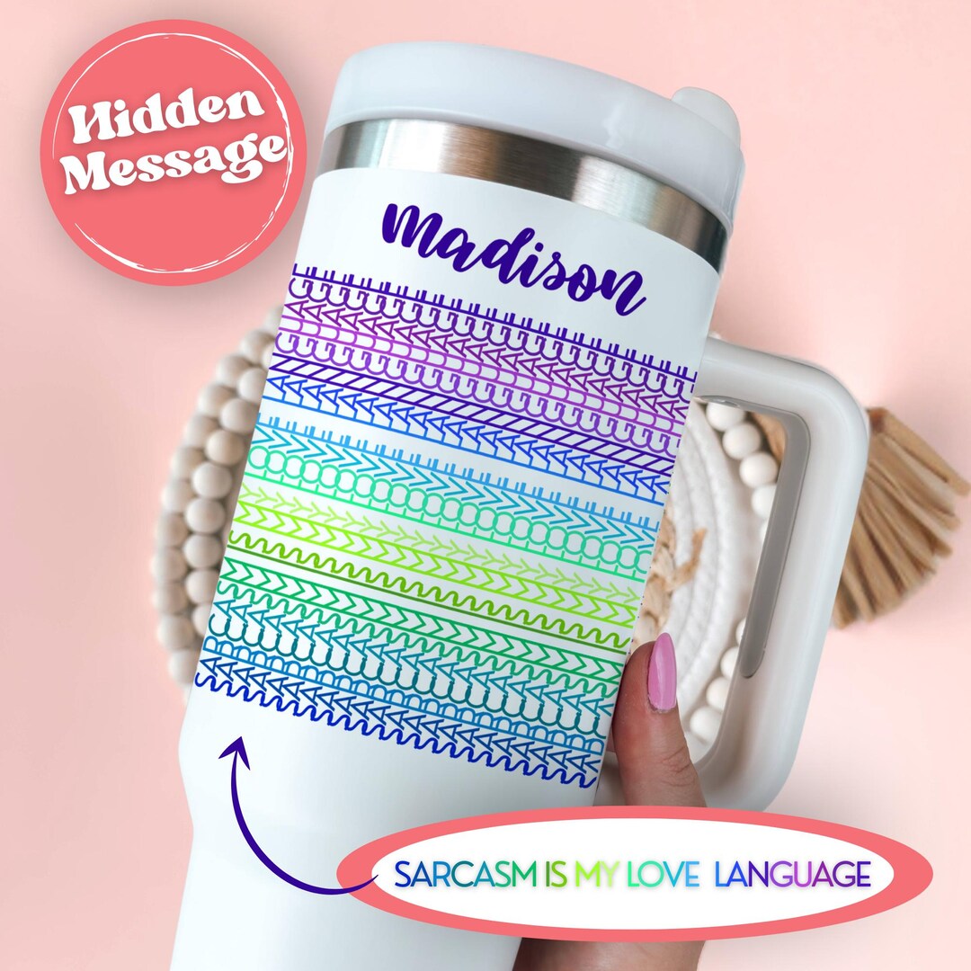 Hidden Message Travel Mug Custom Tumbler With Handle Unique Gift for ...
