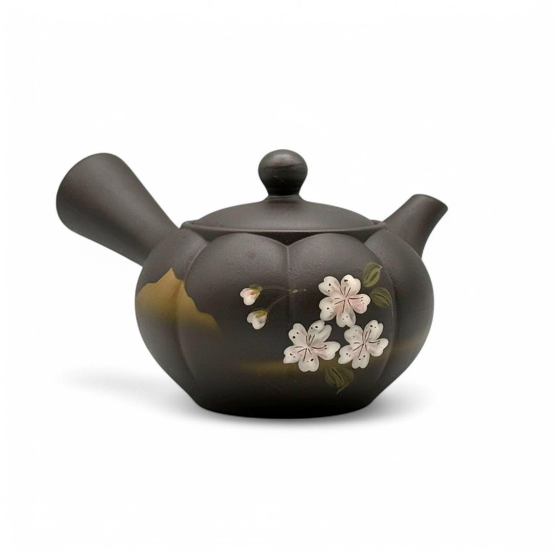 Fusensaku Kiku Sakura Black Tokoname-yaki Kyusu 常滑焼 - Japanese Teapot ...