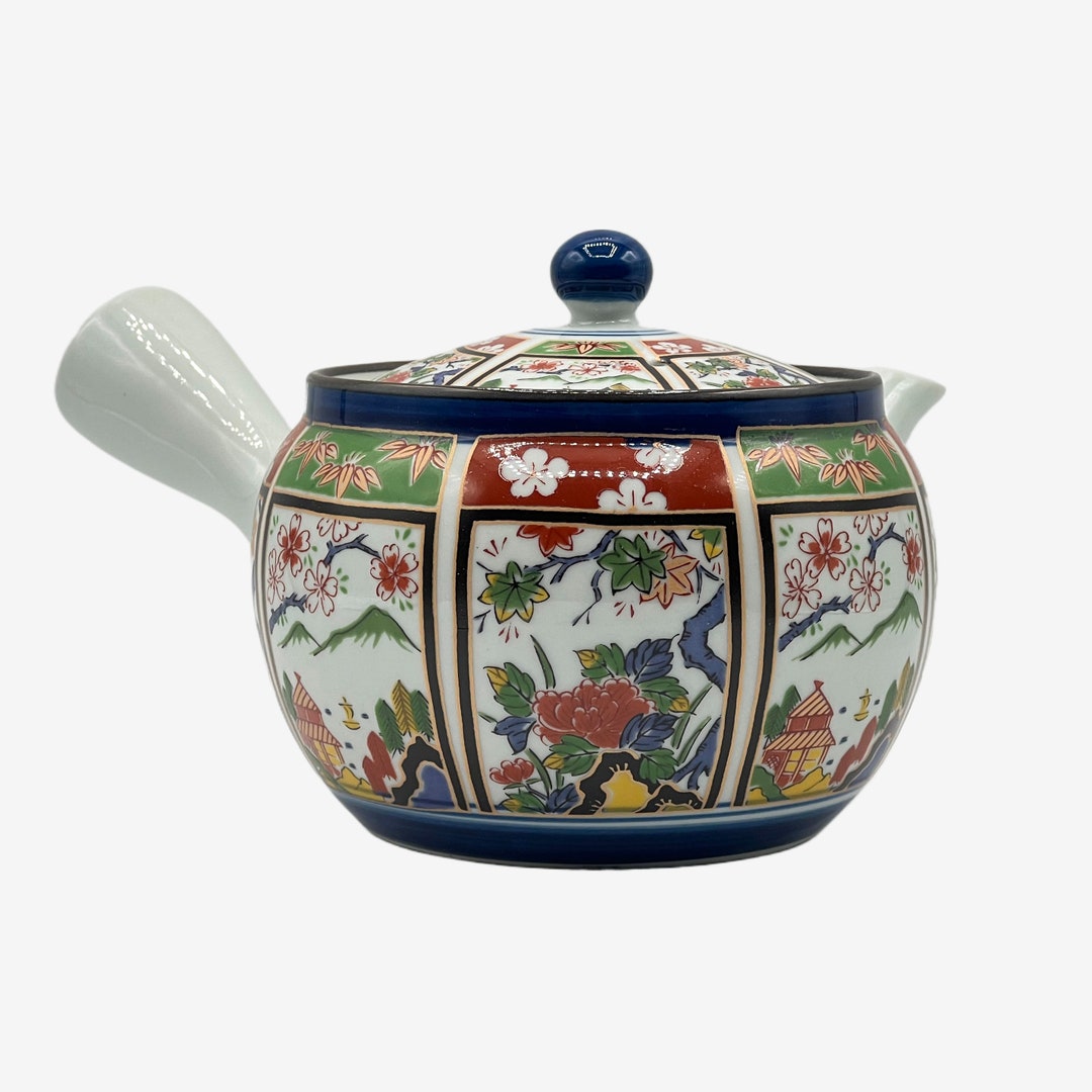Japanese Handmade Nishiki Megumi White Arita Kyusu Japanese Teapot ...