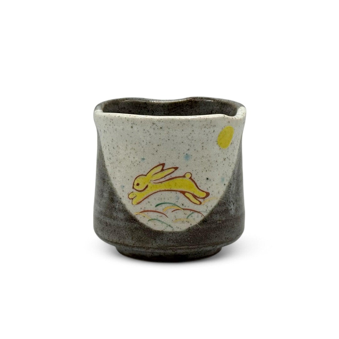 Haru Hana Usagi Rabbit Gray Kutani-yaki Yunomi 九谷焼 - Japanese Teacup - Etsy