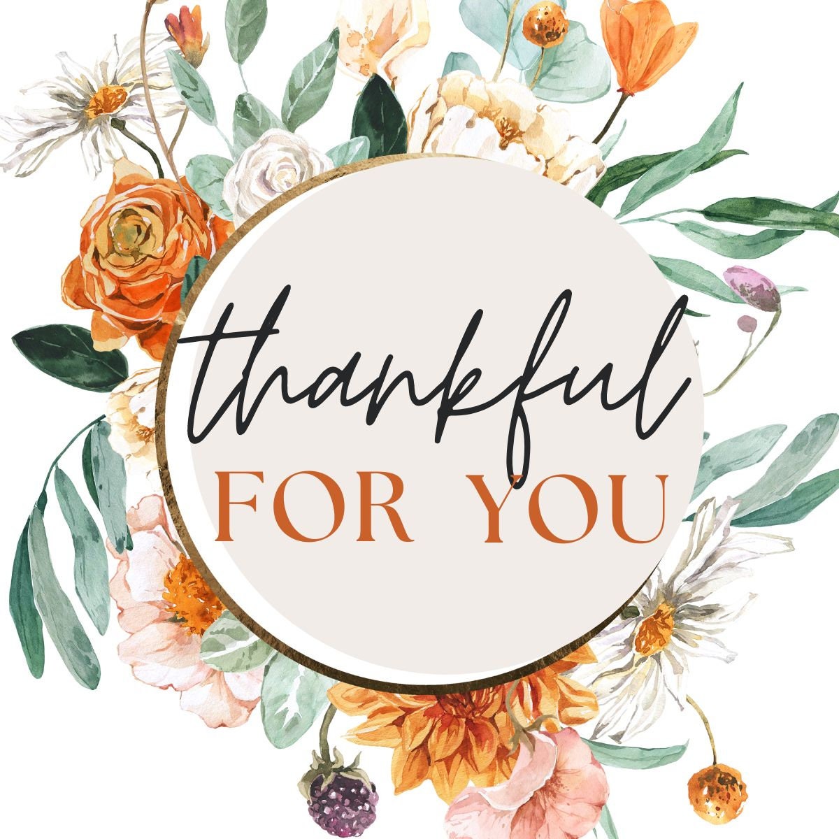 Thankful for You. Print. Label. Placecard. Thanksgiving. Card. Poster ...