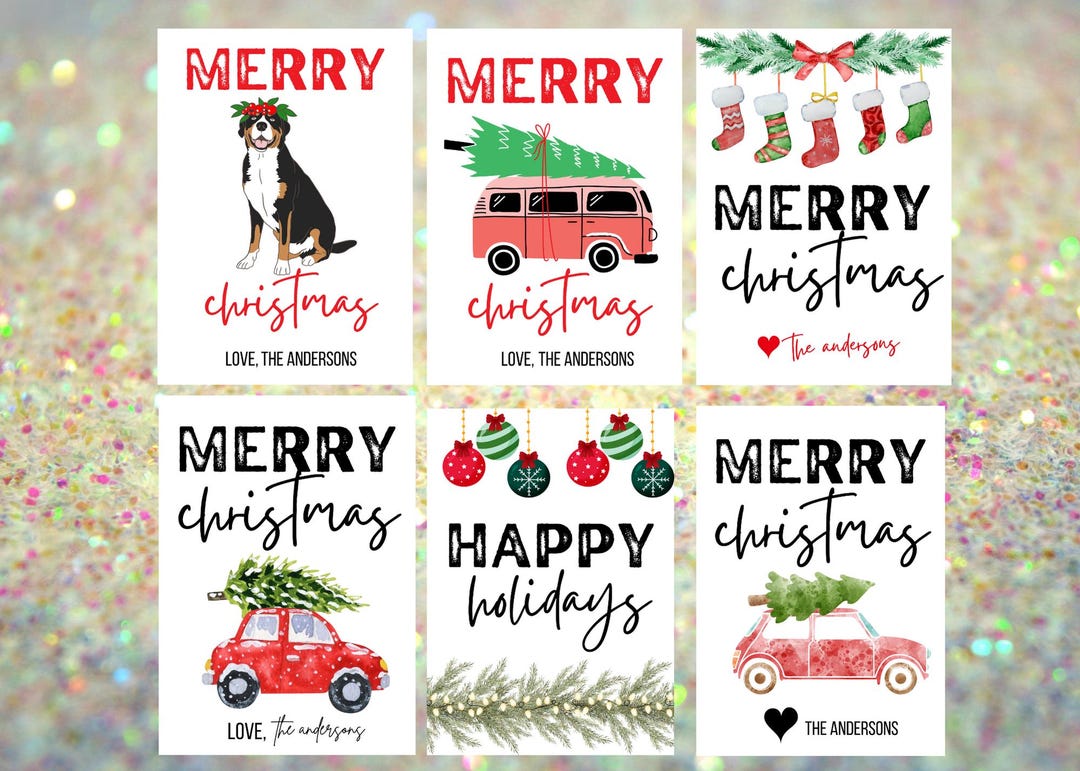 Personalized Christmas Cards. (set of 18) Six Christmas Designs. 5x7 ...