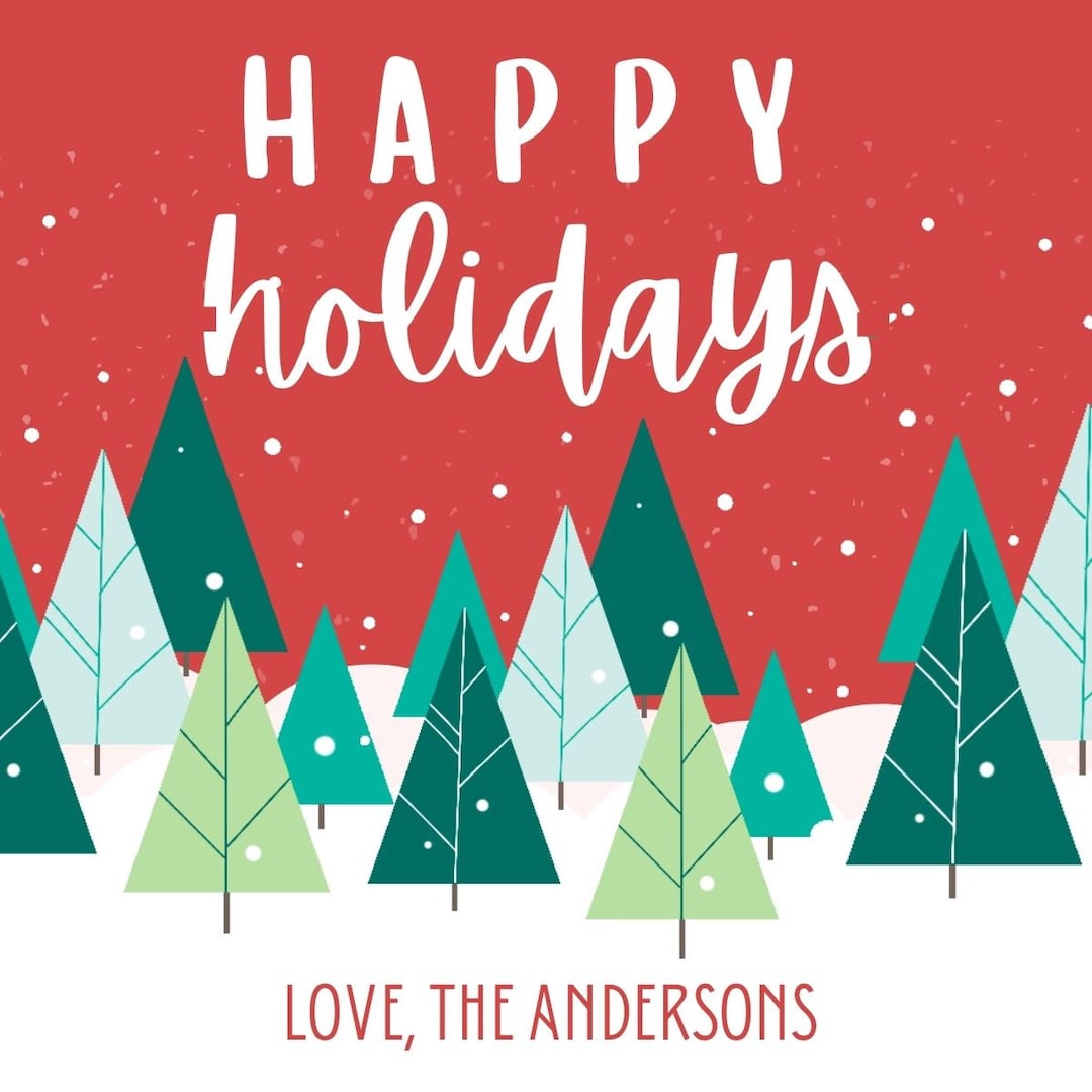 Happy Holidays. Merry Christmas Card. Holiday Tag. Holiday Place Cards ...