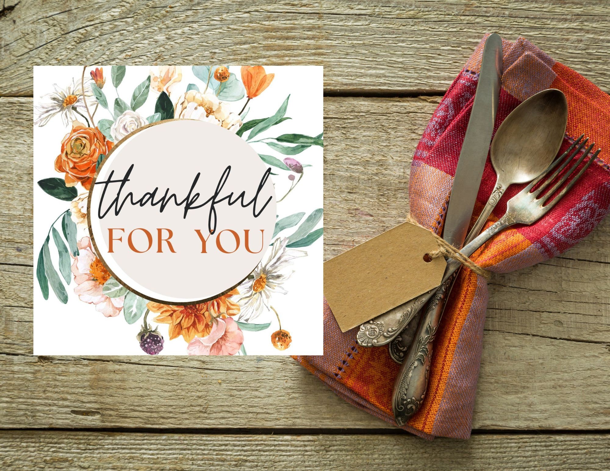 Thankful for You. Print. Label. Placecard. Thanksgiving. Card. Poster ...