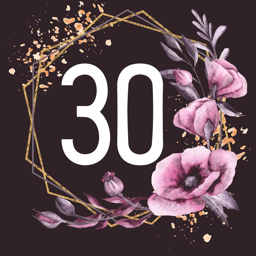 Personalized 30th Birthday Party Sign, Floral Milestone Decor (digital ...