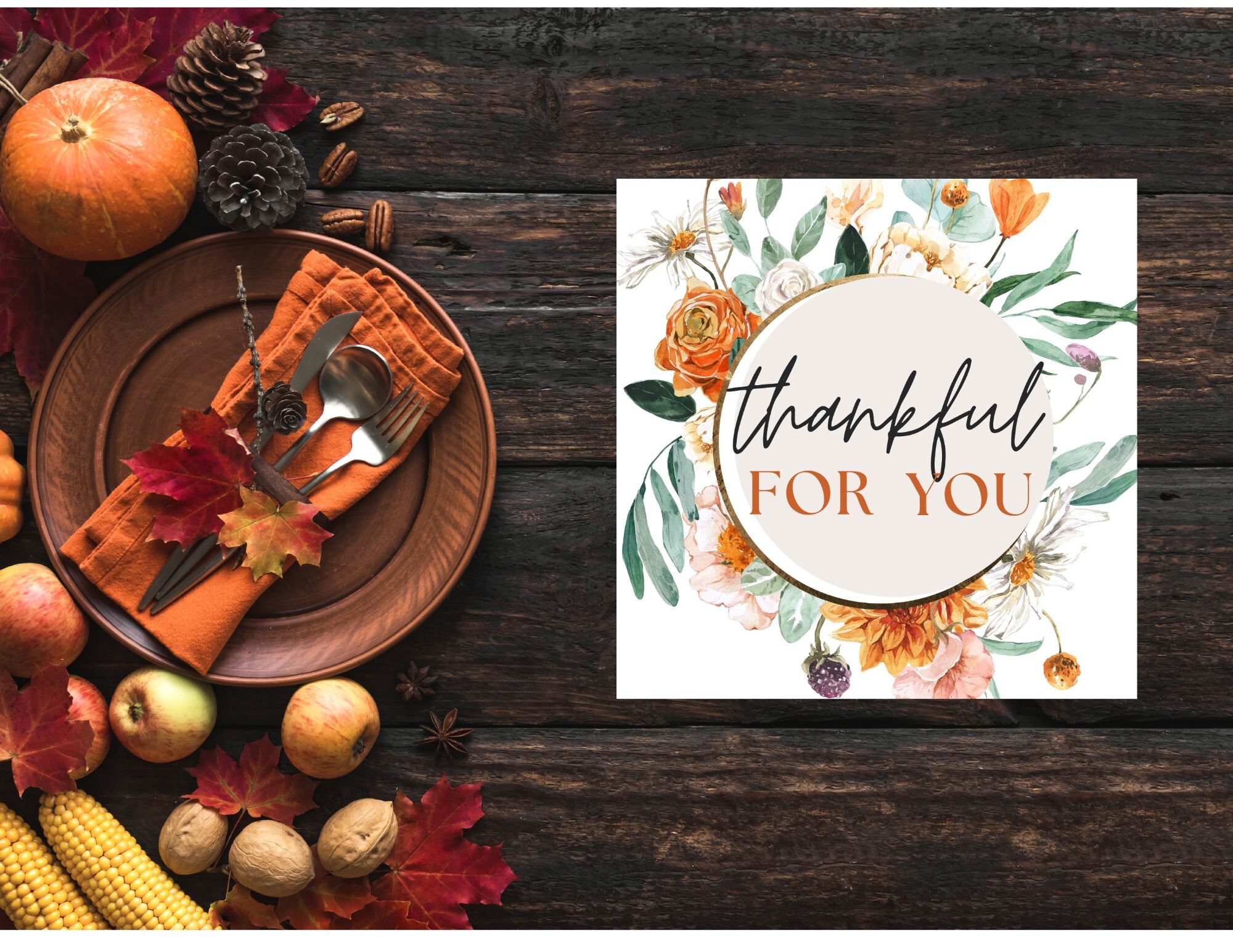 Thankful for You. Print. Label. Placecard. Thanksgiving. Card. Poster ...