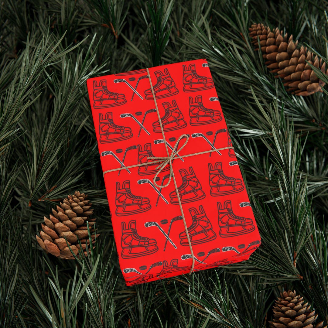 Hockey Themed Wrapping Paper, Sports Giftwrap, Holiday and Birthday ...