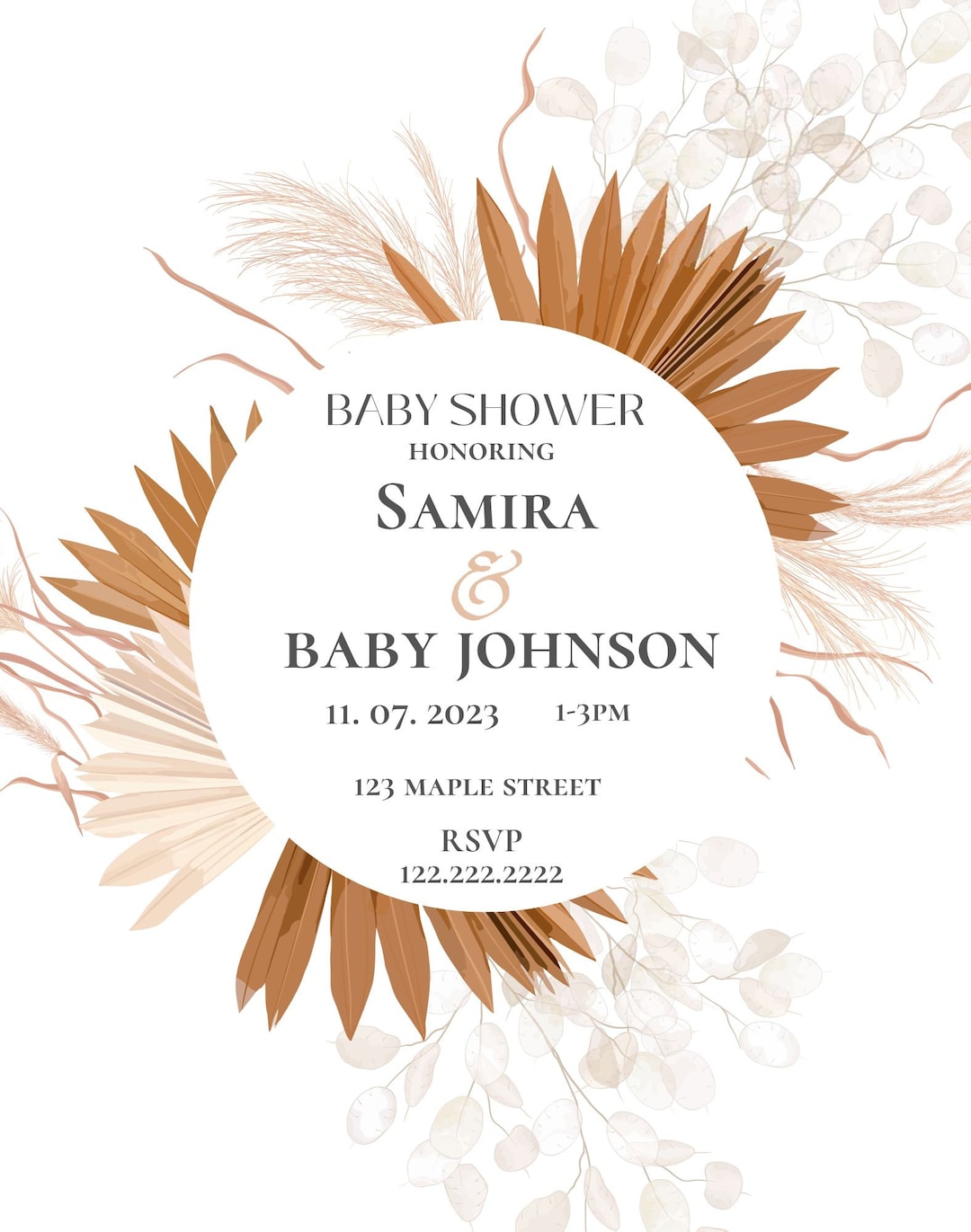 Personalized Baby Shower Invitation. Boho Baby. Party Invite. - Etsy