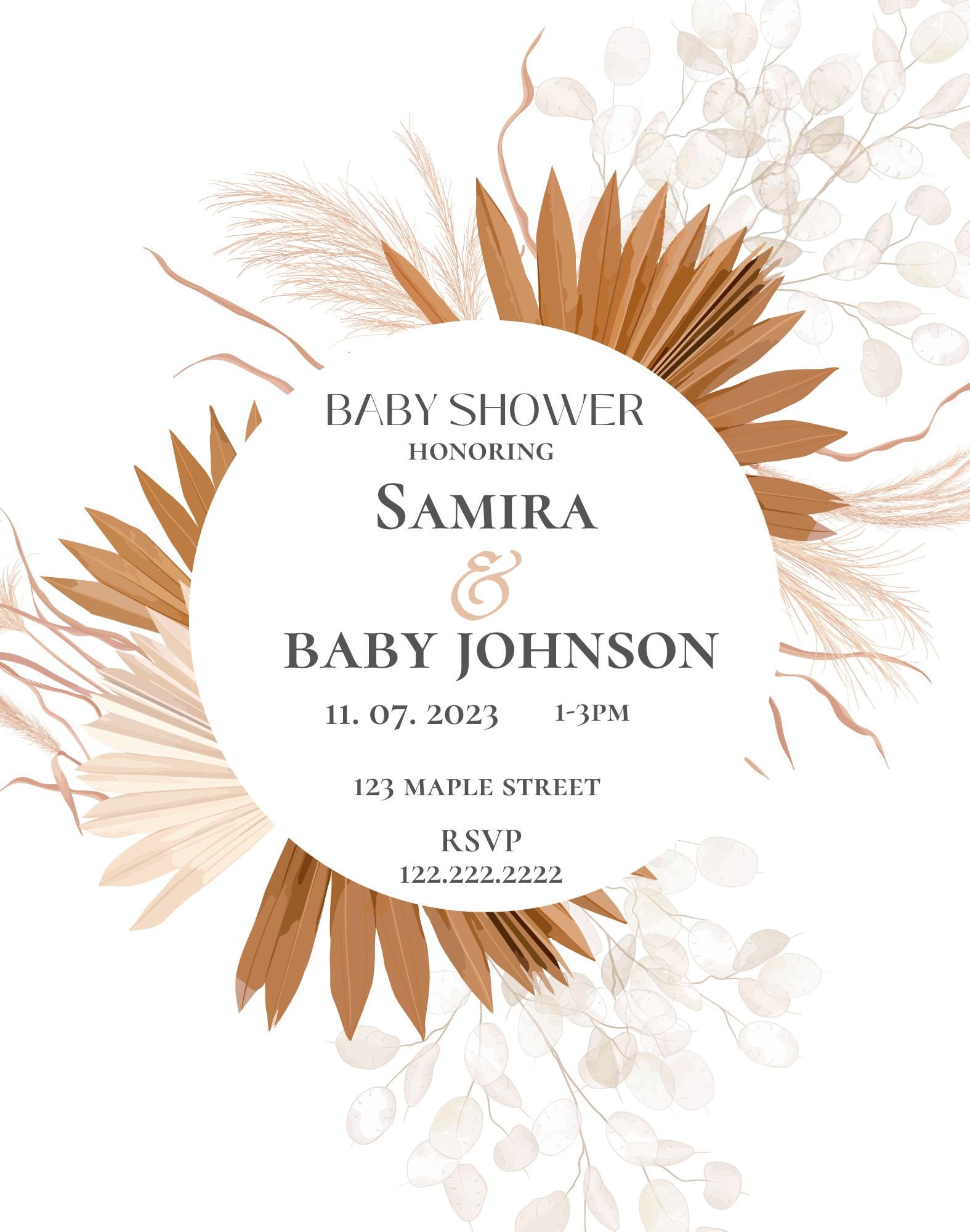 Personalized Baby Shower Invitation. Boho Baby. Party Invite. - Etsy