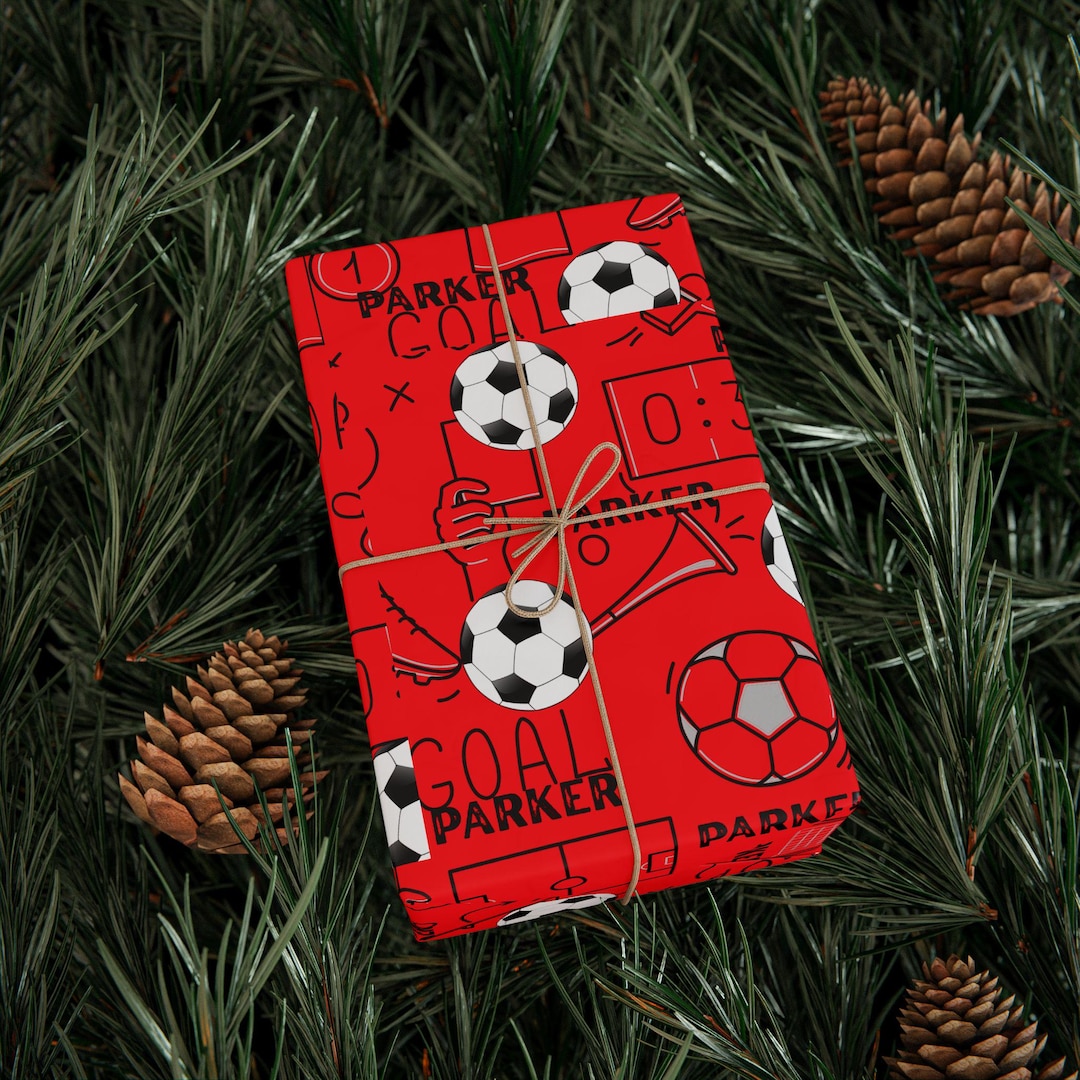 Custom Soccer Wrapping Paper, Gift Wrap for Sports Fans, Birthday ...
