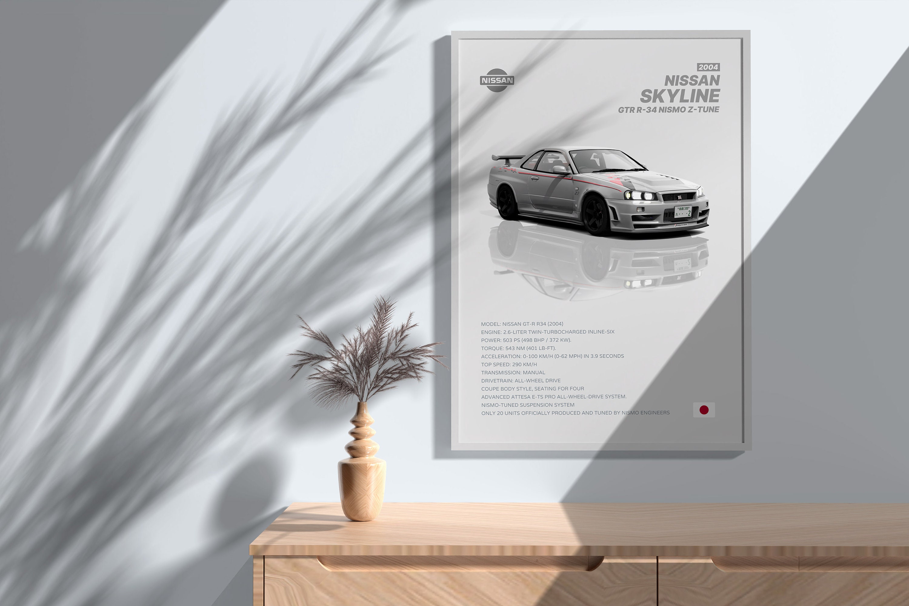 Nissan Skyline GTR R34 Nismo Poster Print, Japanese Car Poster ...