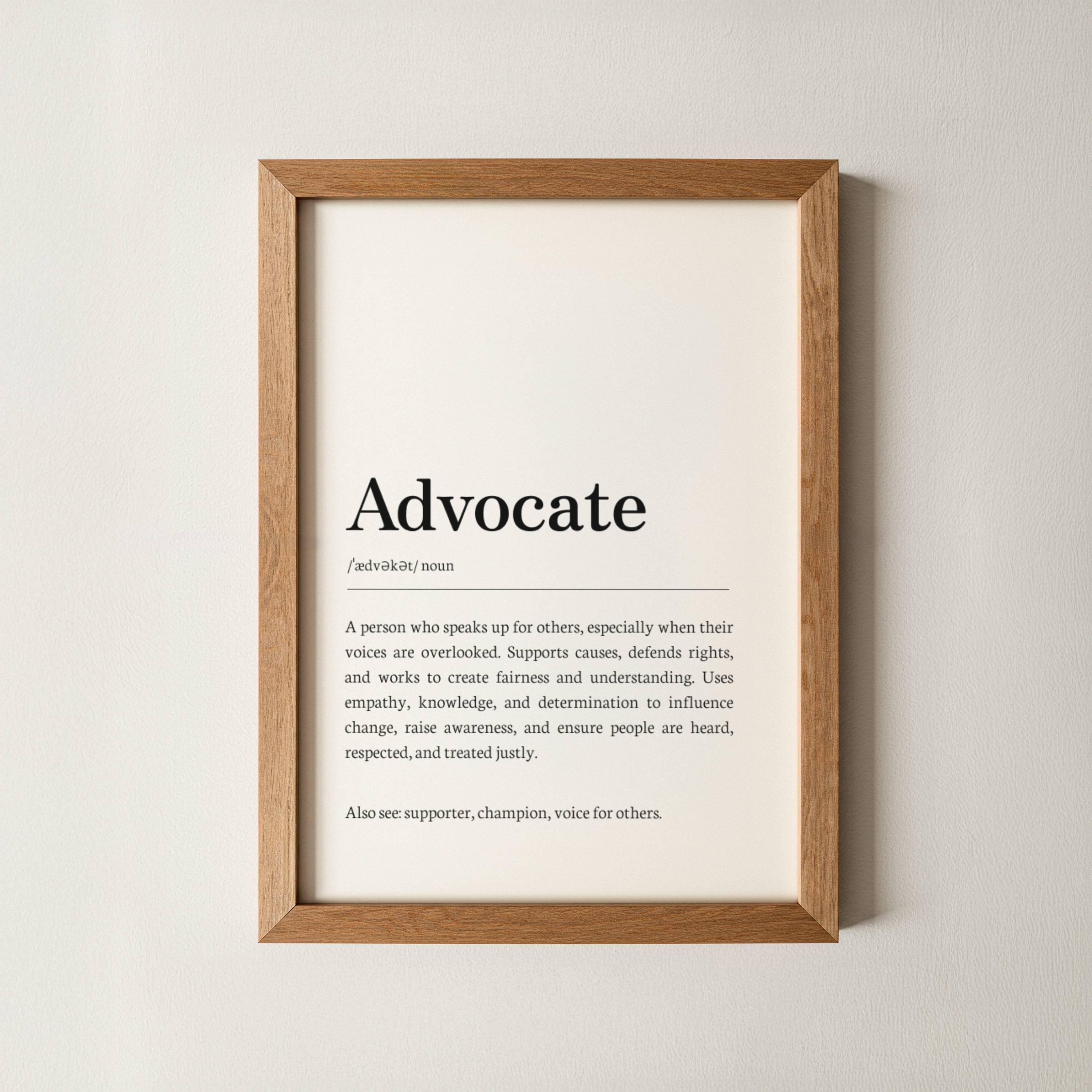 Advocate Definition Wall Art Print, Minimalist Lawyer Wall Art ...