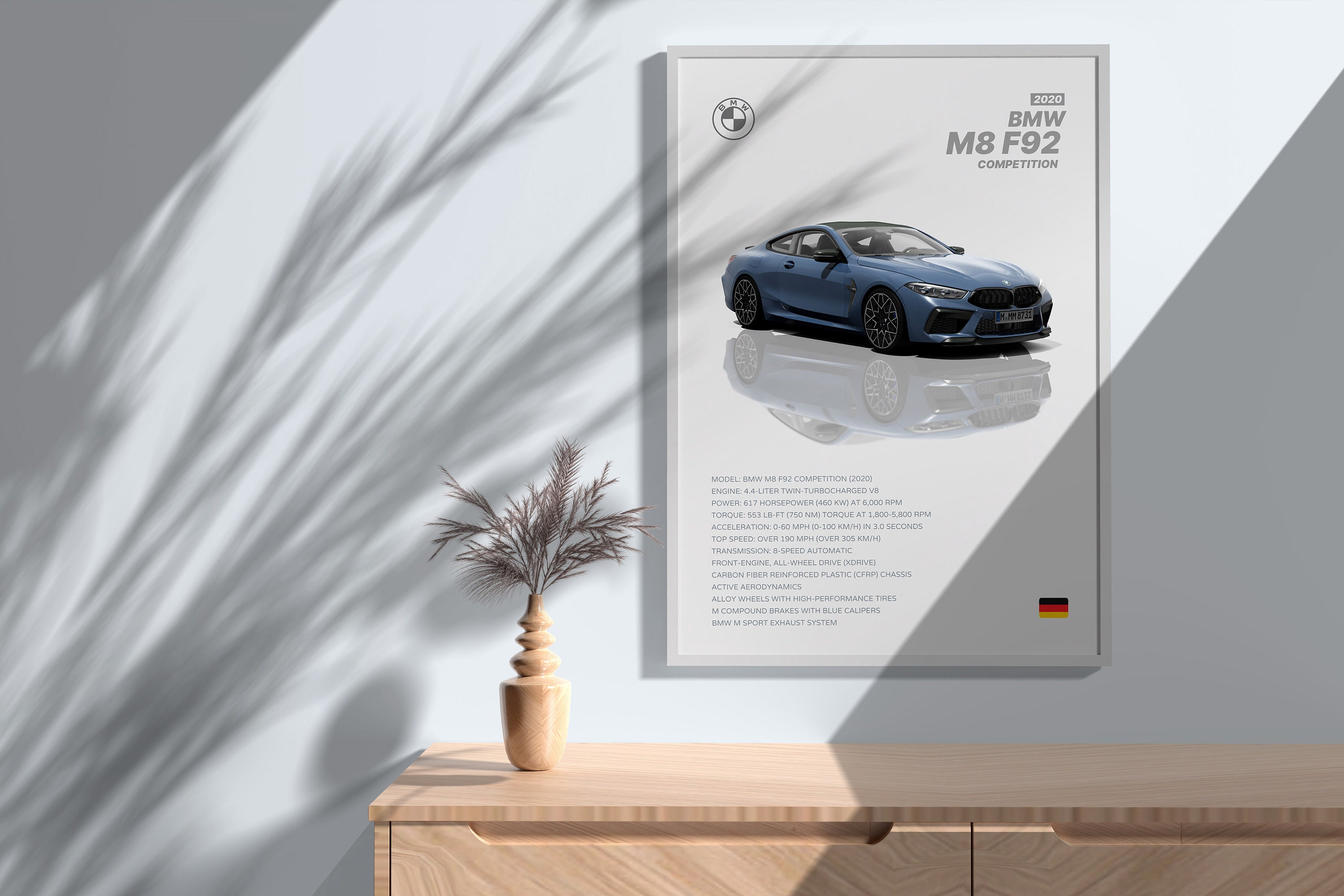 BMW M8 Car Poster, Cars Poster Print, Retro Car Poster, Supercar Poster ...