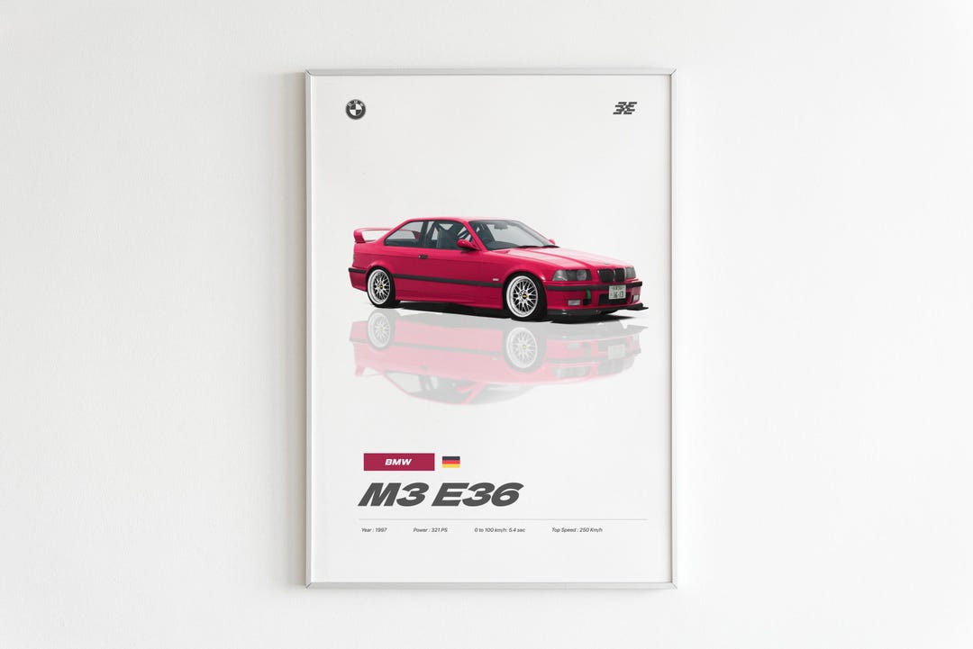 BMW M3 E36 Car Poster Cars Poster Print Retro Car Poster Supercar ...